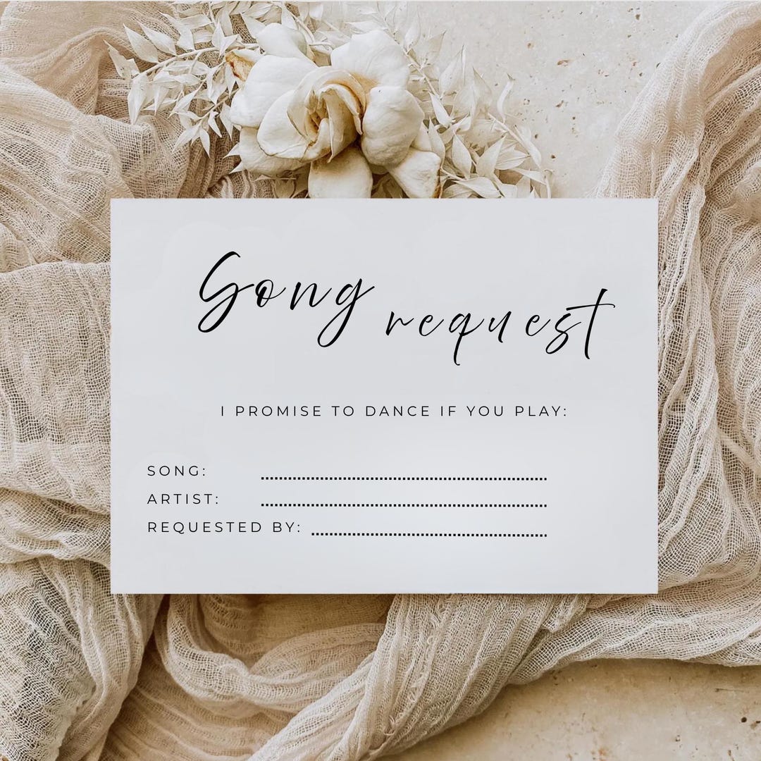 Wedding Song Request Card: Modern Minimalist Estelle Design (digital ...