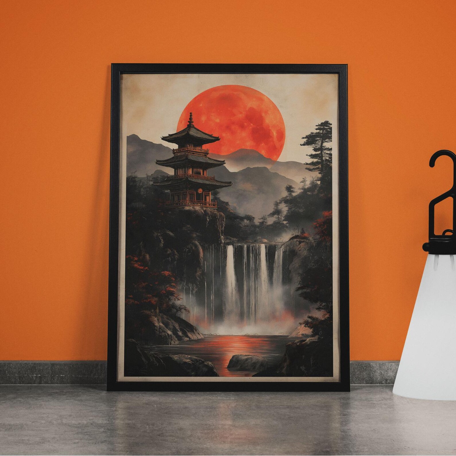 Hokusai Ukiyo-e Japanese Waterfall Wall Art Landscape Poster Print Blue ...