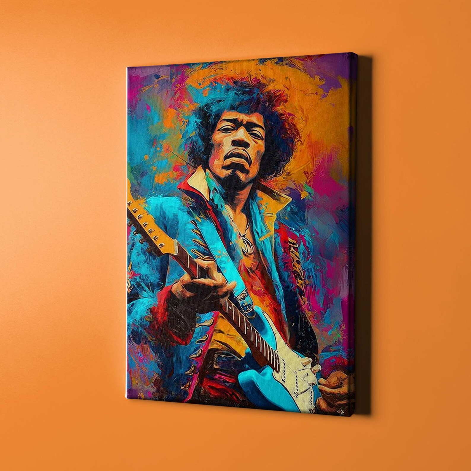 Jimi Hendrix Portrait Print, Psychedelic Music Wall Art, Colorful ...