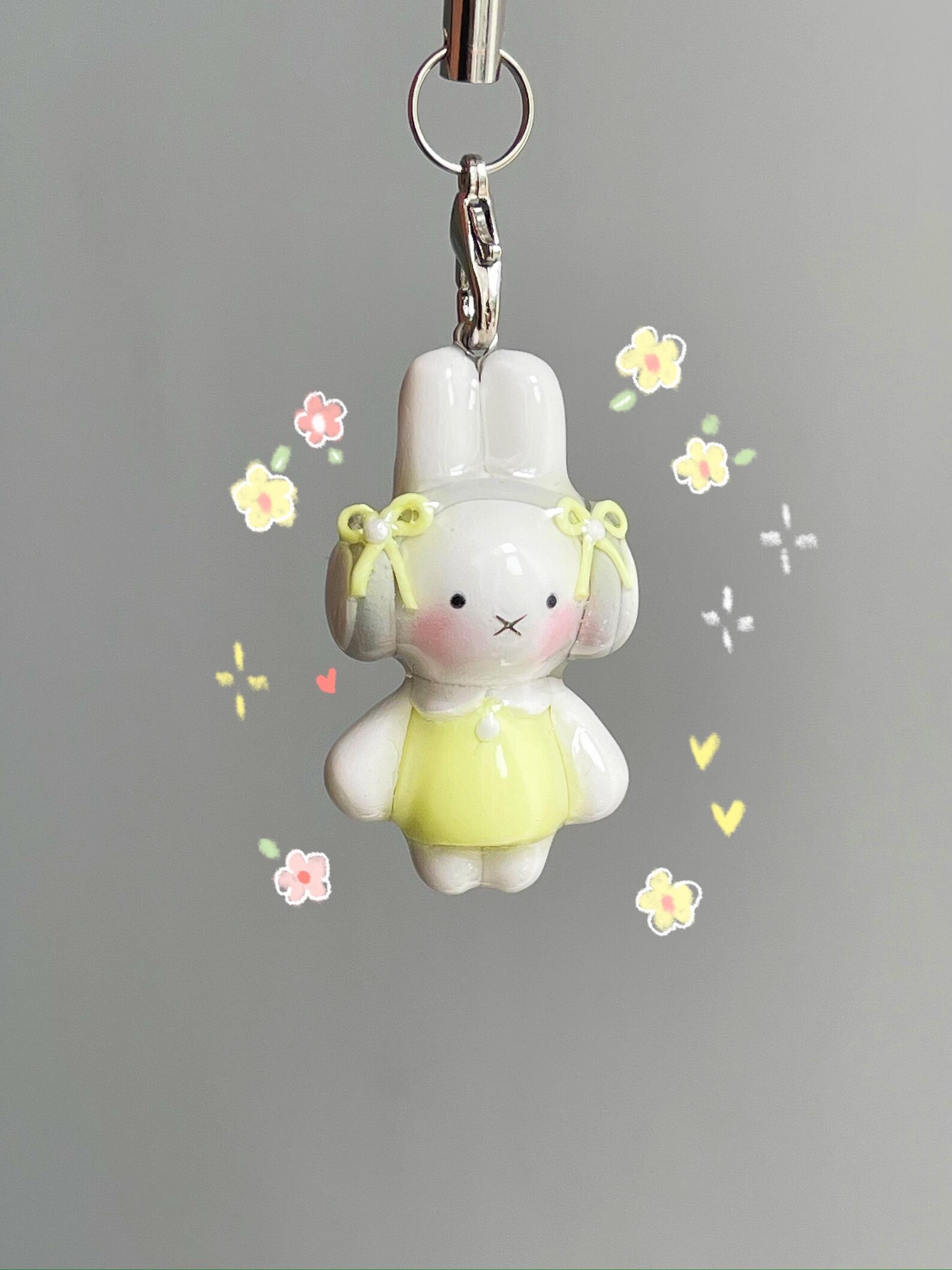 Pastel Miffy Headphones | Mini Handmade Polymer Clay Art | Keychain ...