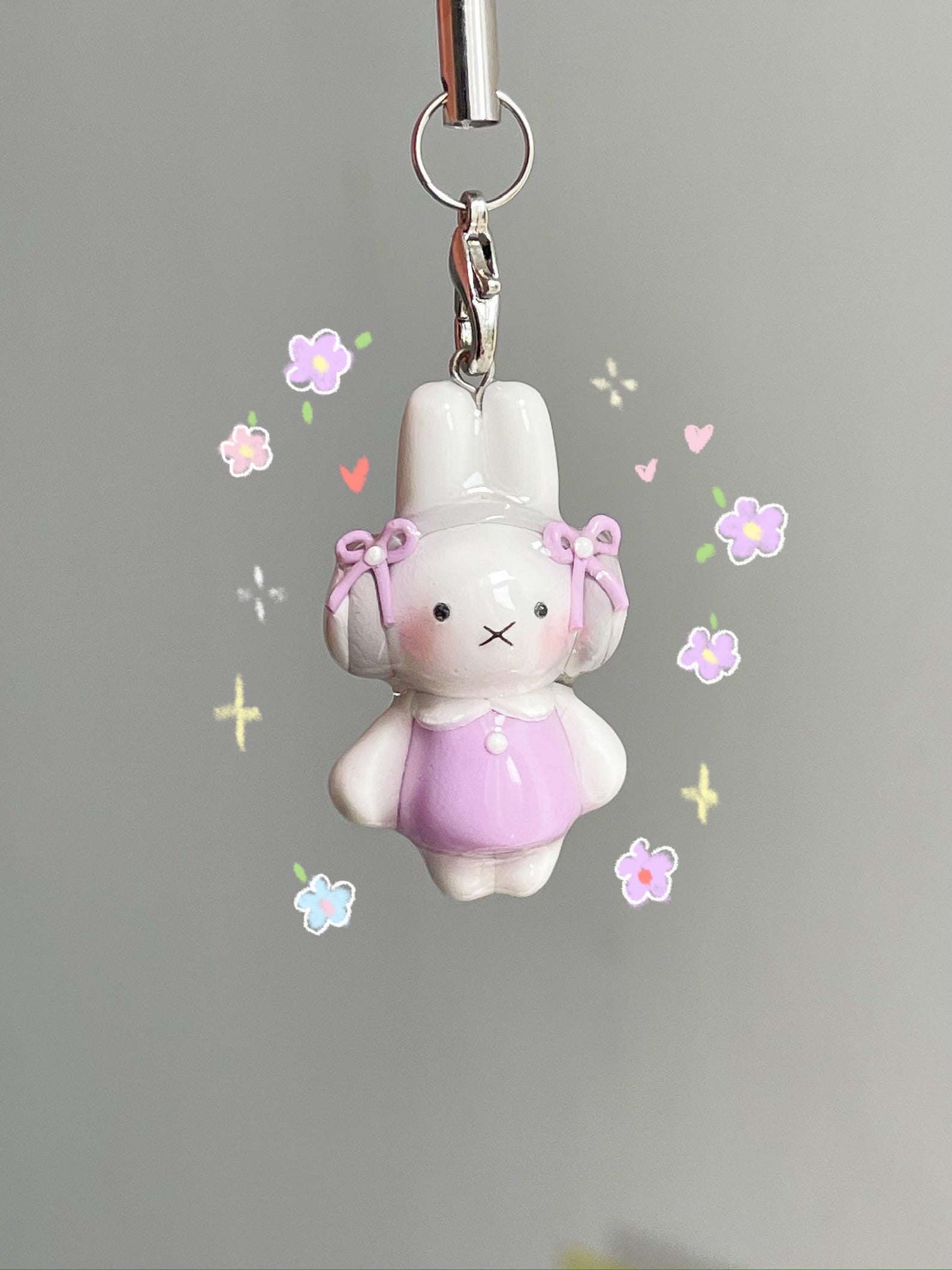 Pastel Miffy Headphones | Mini Handmade Polymer Clay Art | Keychain ...