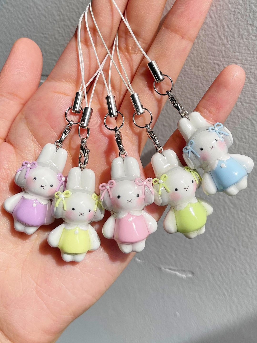Pastel Miffy Headphones | Mini Handmade Polymer Clay Art | Keychain ...