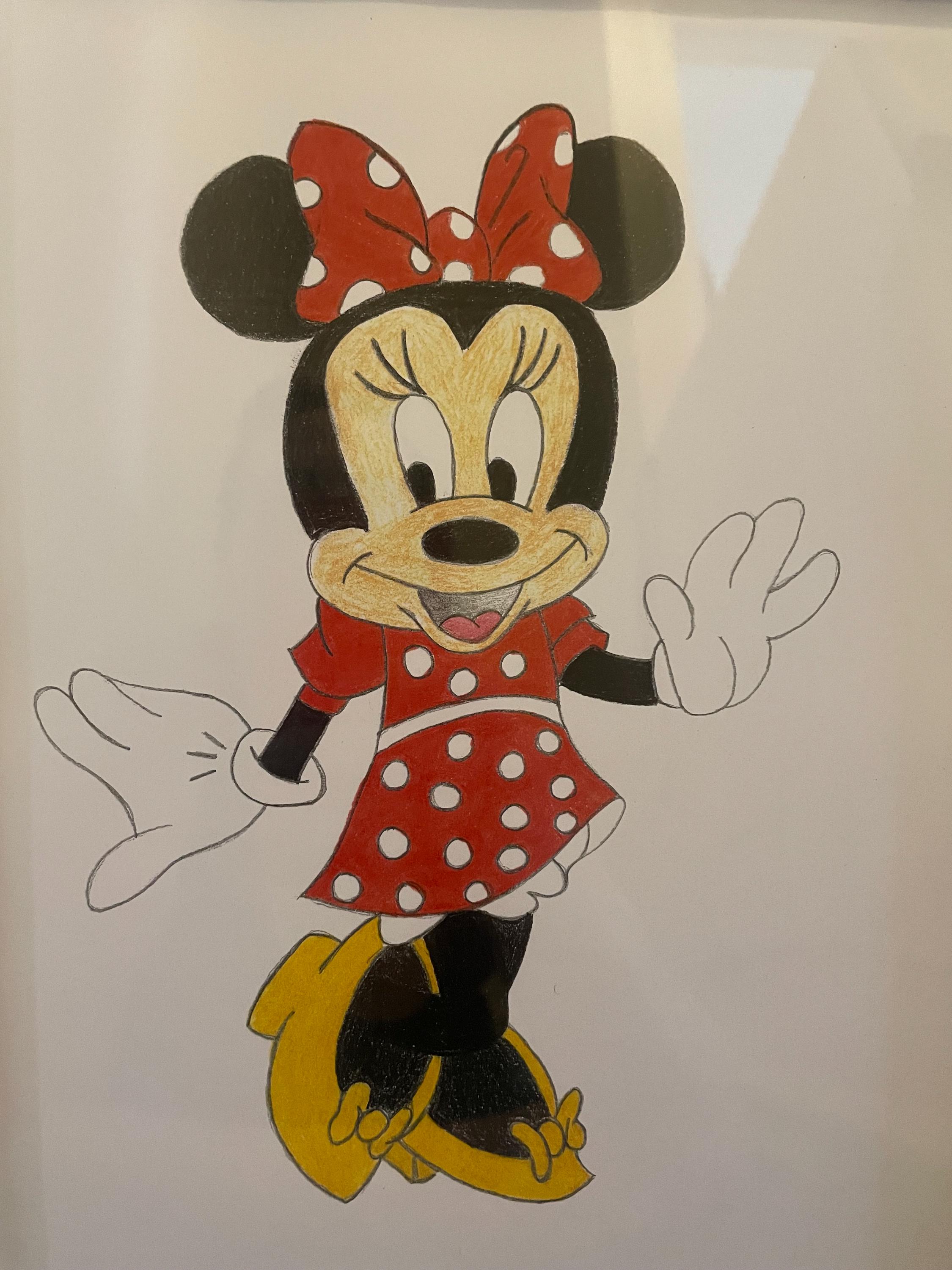 Minnie Mouse Drawing. Original Drawn by Hand and Coloured in With ...