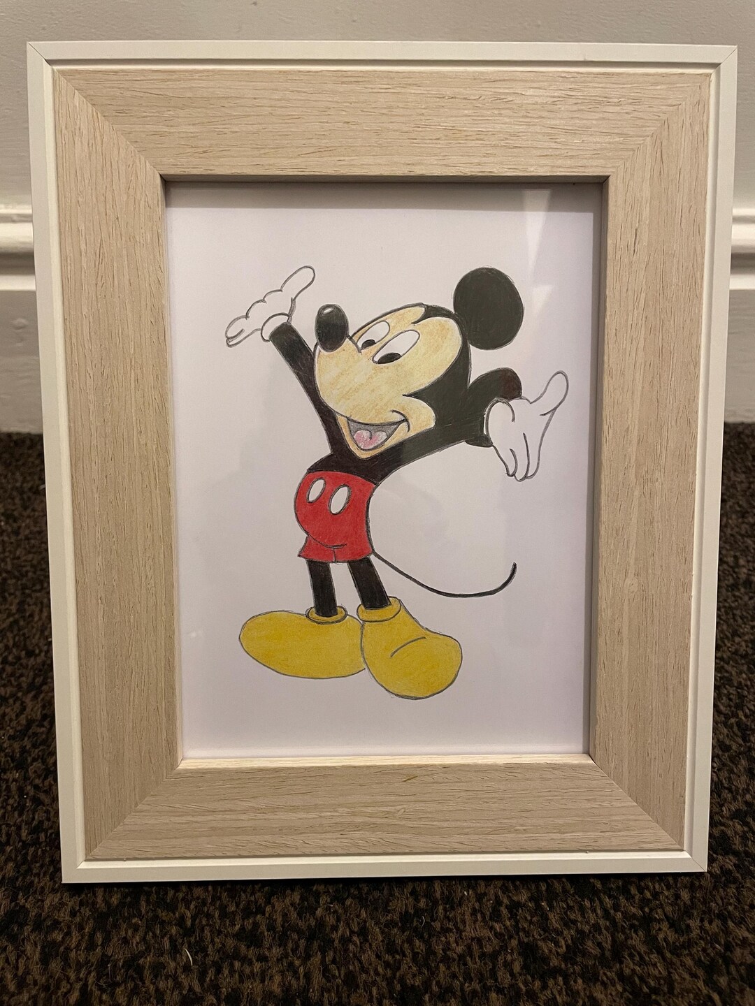 Mickey Mouse Drawing - Original Drawn by Hand and Coloured in With ...