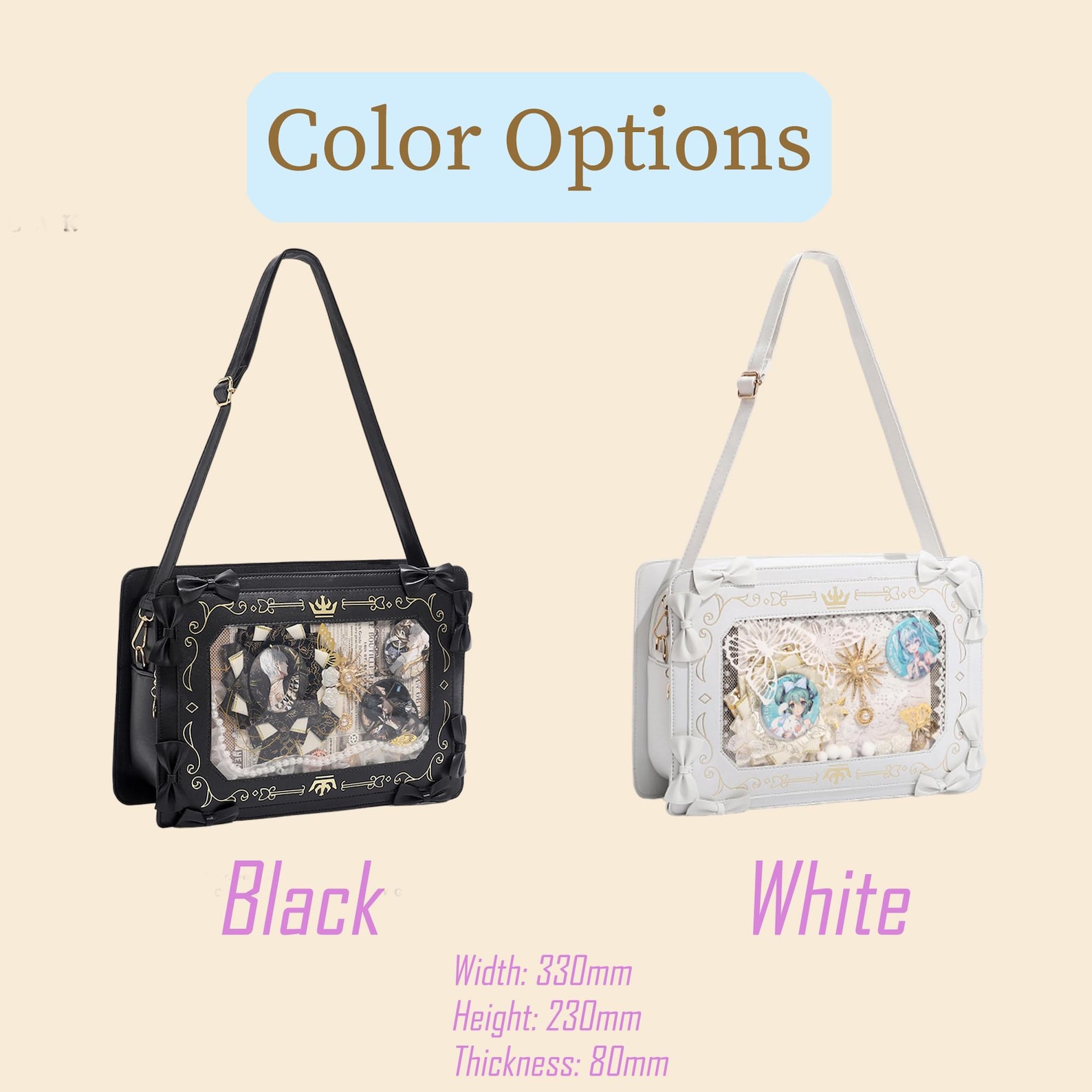 Retro Ita Bag Shoulder Bag, Anime Ita Crossbody Bag,transparent Display ...