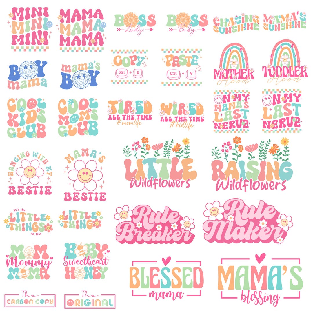 Groovy Mommy and Me Svg Bundle, Retro Mama and Mini Svg, Mothers Day ...