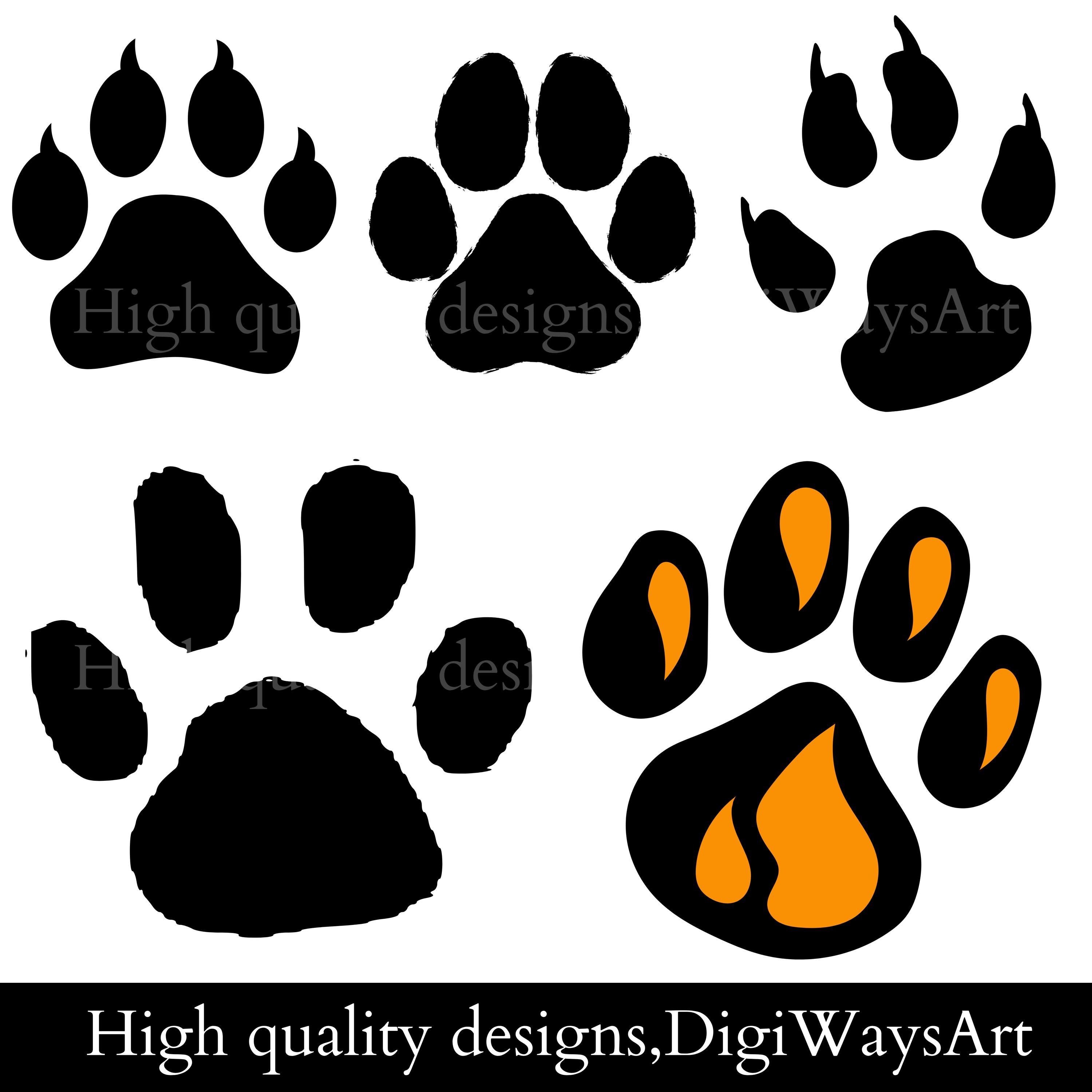 Tiger Paw SVG Bundle,paw Print Svg, Dog Paw Svg, Cat Paw Clipart, Paw ...