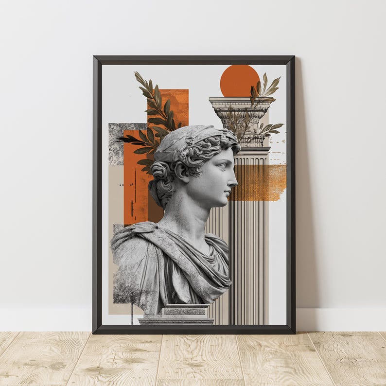 Greek Statue Digital Wall Art, Abstract Classical Sculpture Print ...