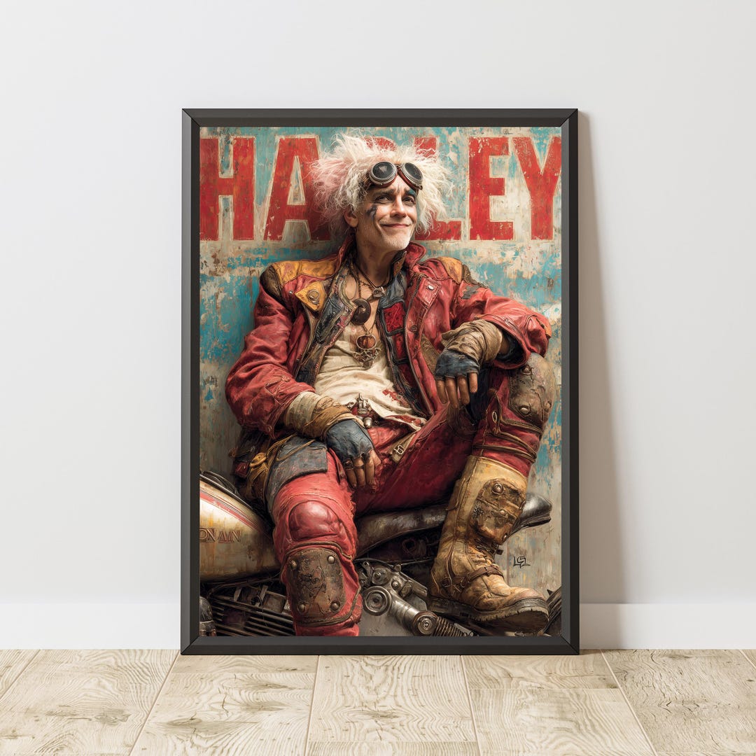 Post-apocalyptic Biker Art Print: Mad Max Motorcycle Poster (digital ...