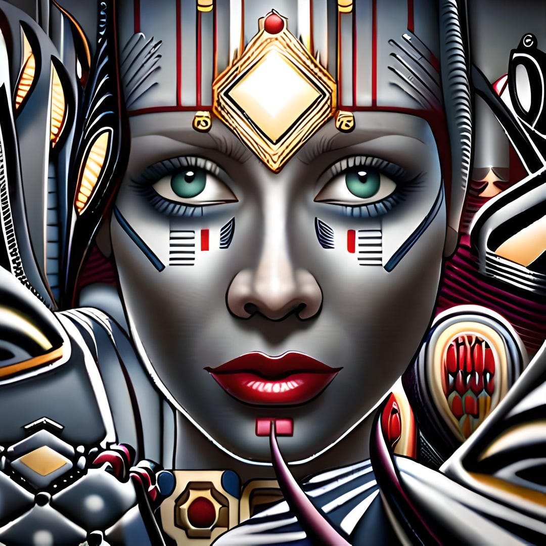 Cyber Goddess No. 16 Futuristic AI Cyborg Woman Art Print Sci-fi ...