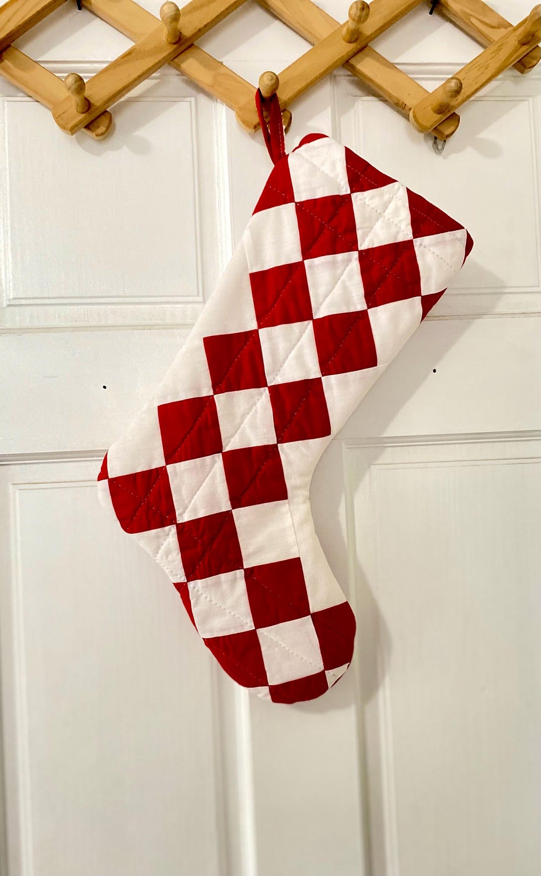 Vintage Quilt Stocking / Farmhouse Vintage Quilt Stocking / Christmas Quilt Stocking / Vintage ...