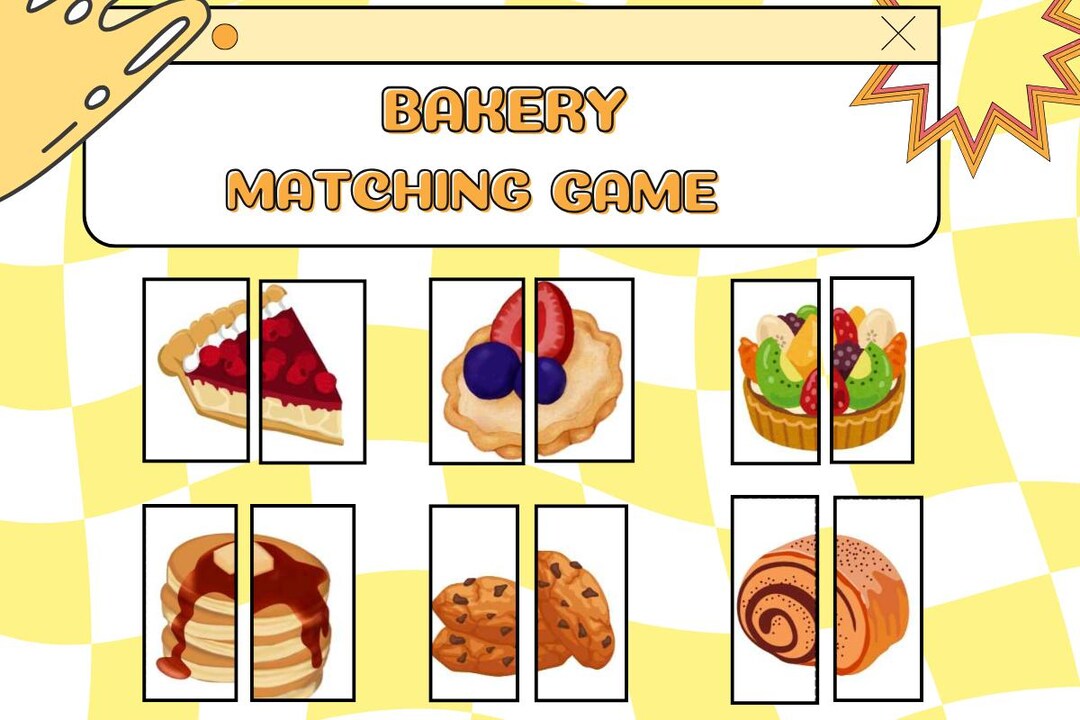 Bakery Matching Game for Kids & Brain Teasers Picture Cards at Home ...