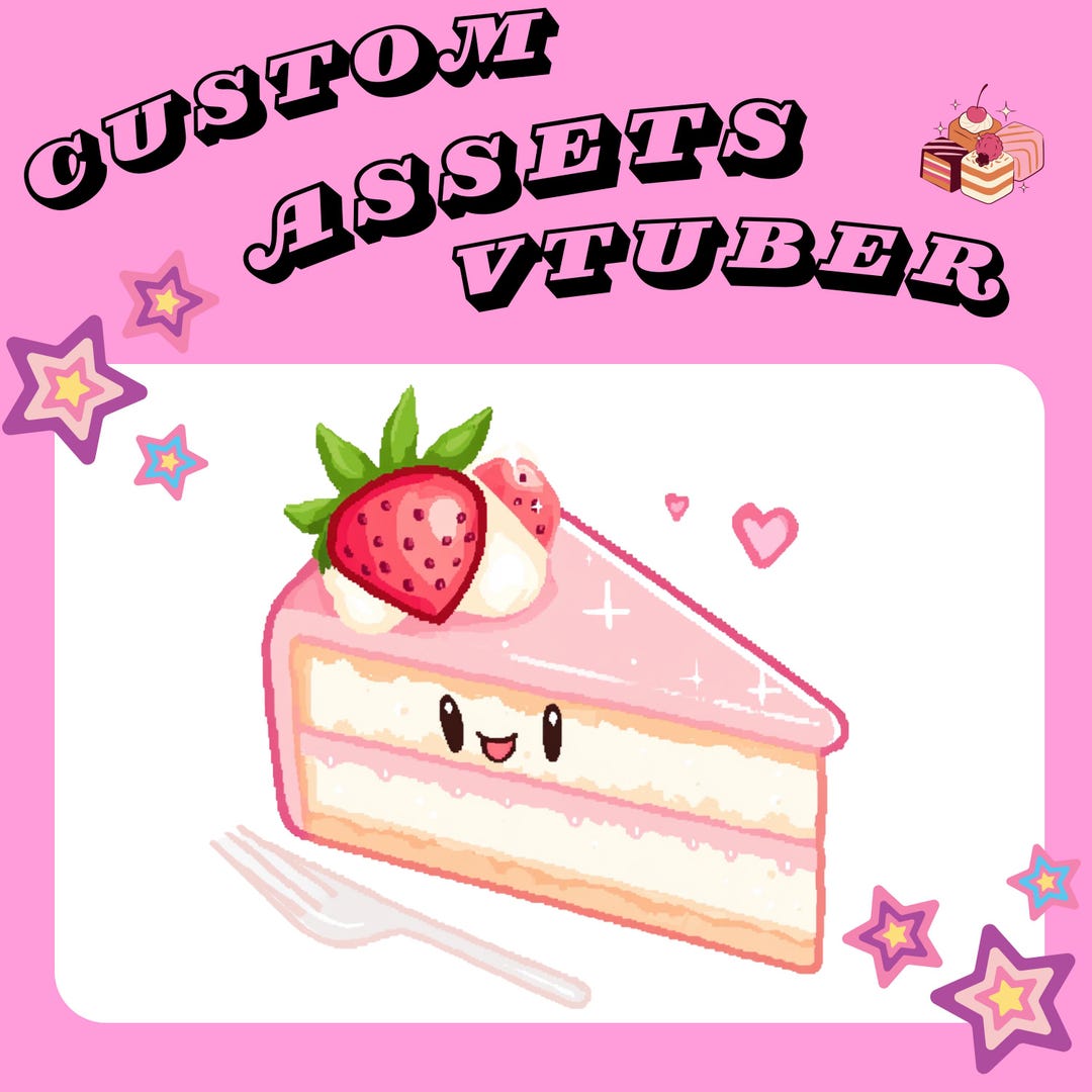 Custom Vtuber Assets, Strawberry Cake, Book, Magic Wand - Etsy