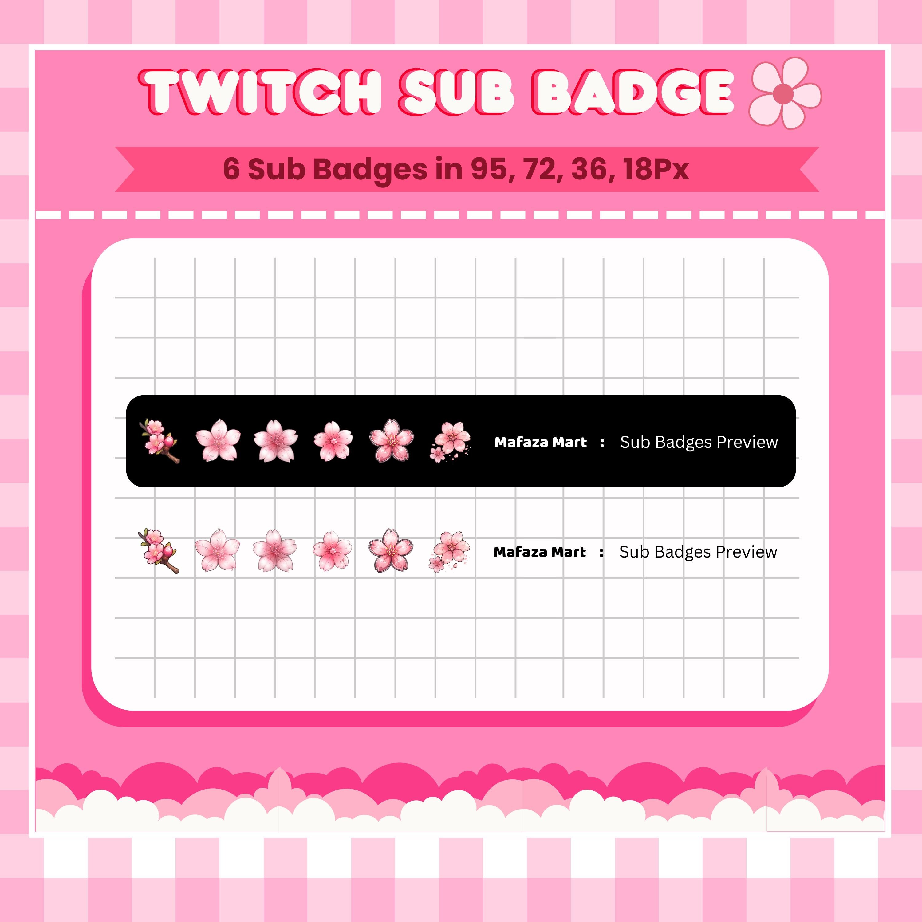 Sakura Blossom Twitch Badges: Floral Streamer Sub Badges (digital ...