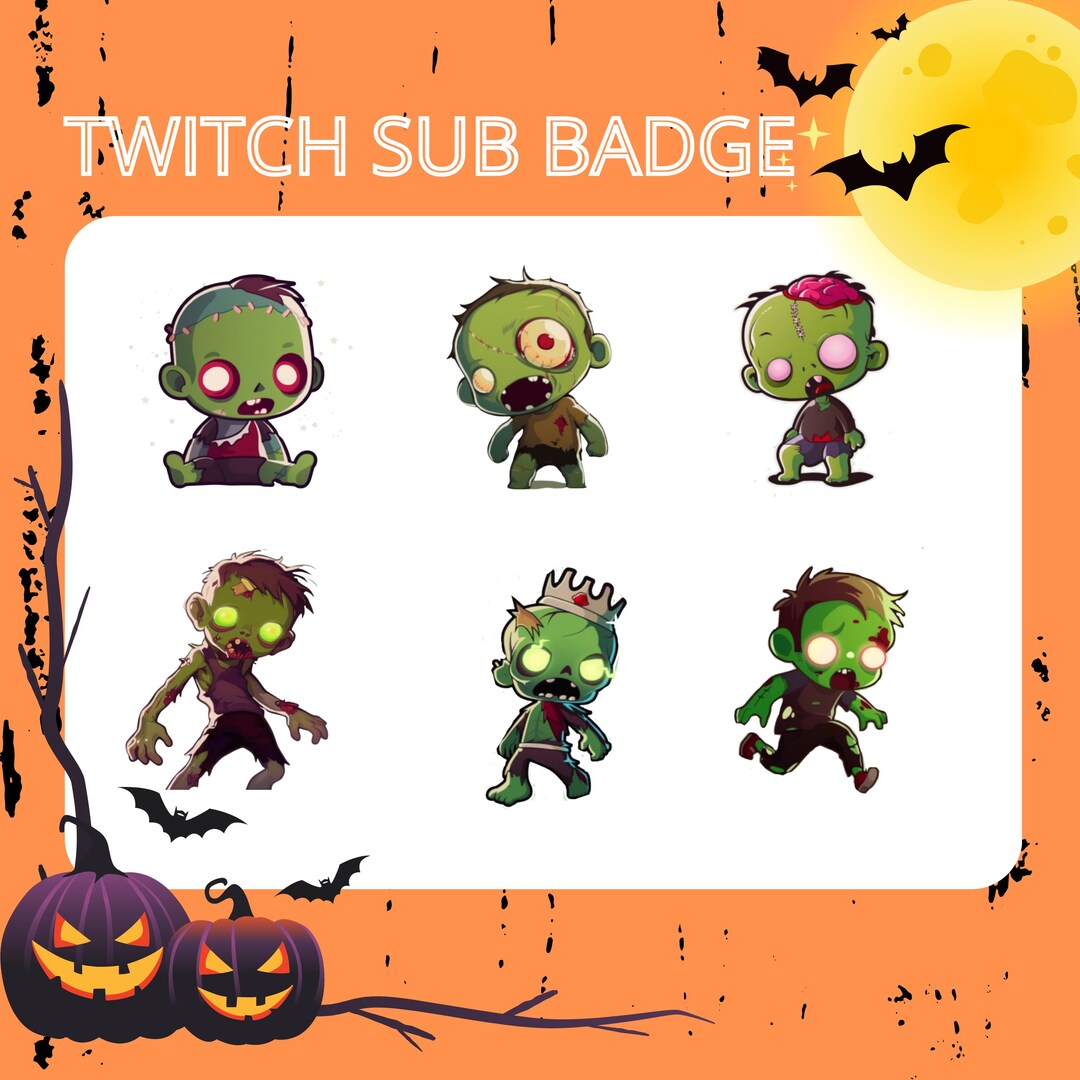 ZOMBIE Twitch Badges | Sub & Bit Badges for Streamers |HALLOWEEN Theme ...