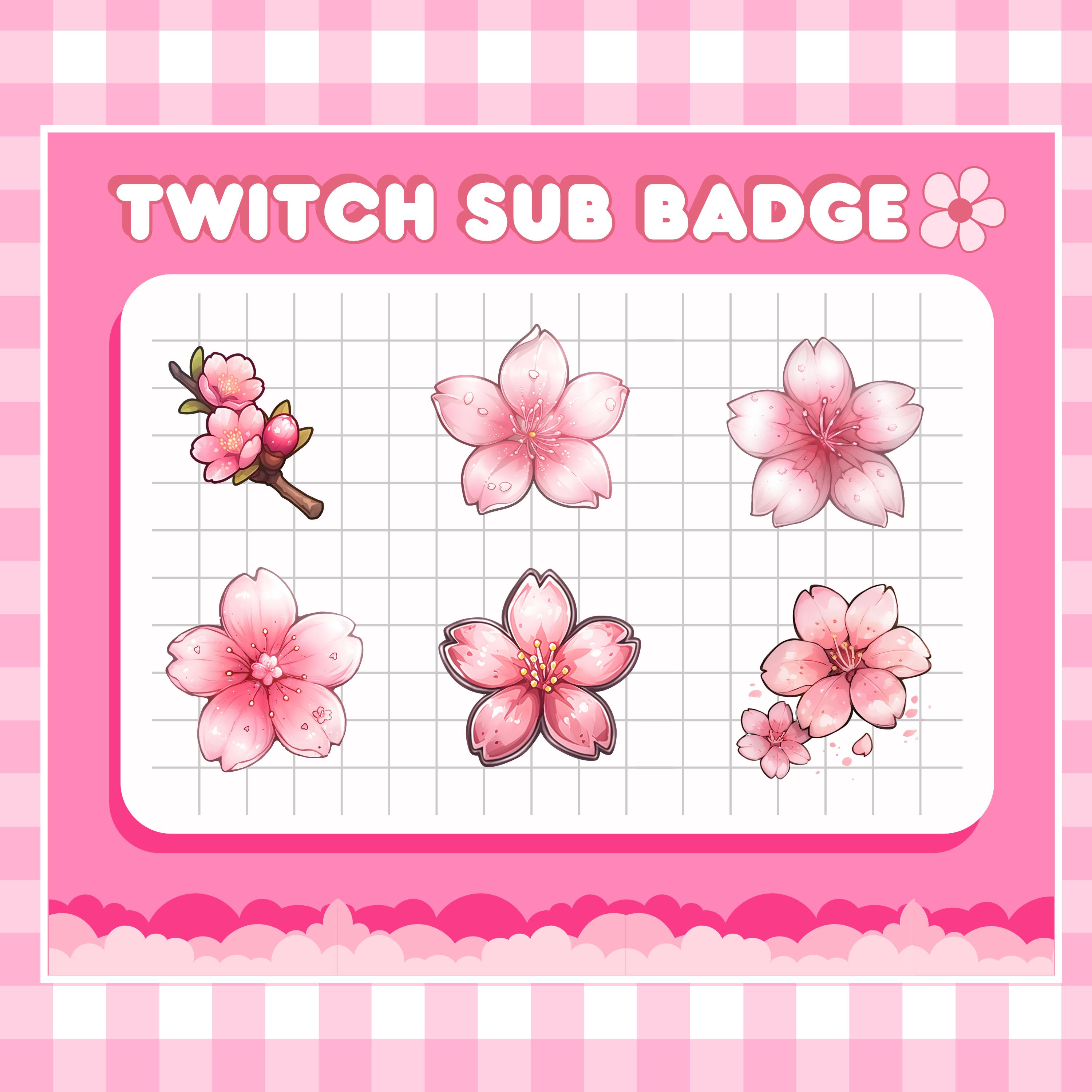 Sakura Blossom Twitch Badges: Floral Streamer Sub Badges (digital ...
