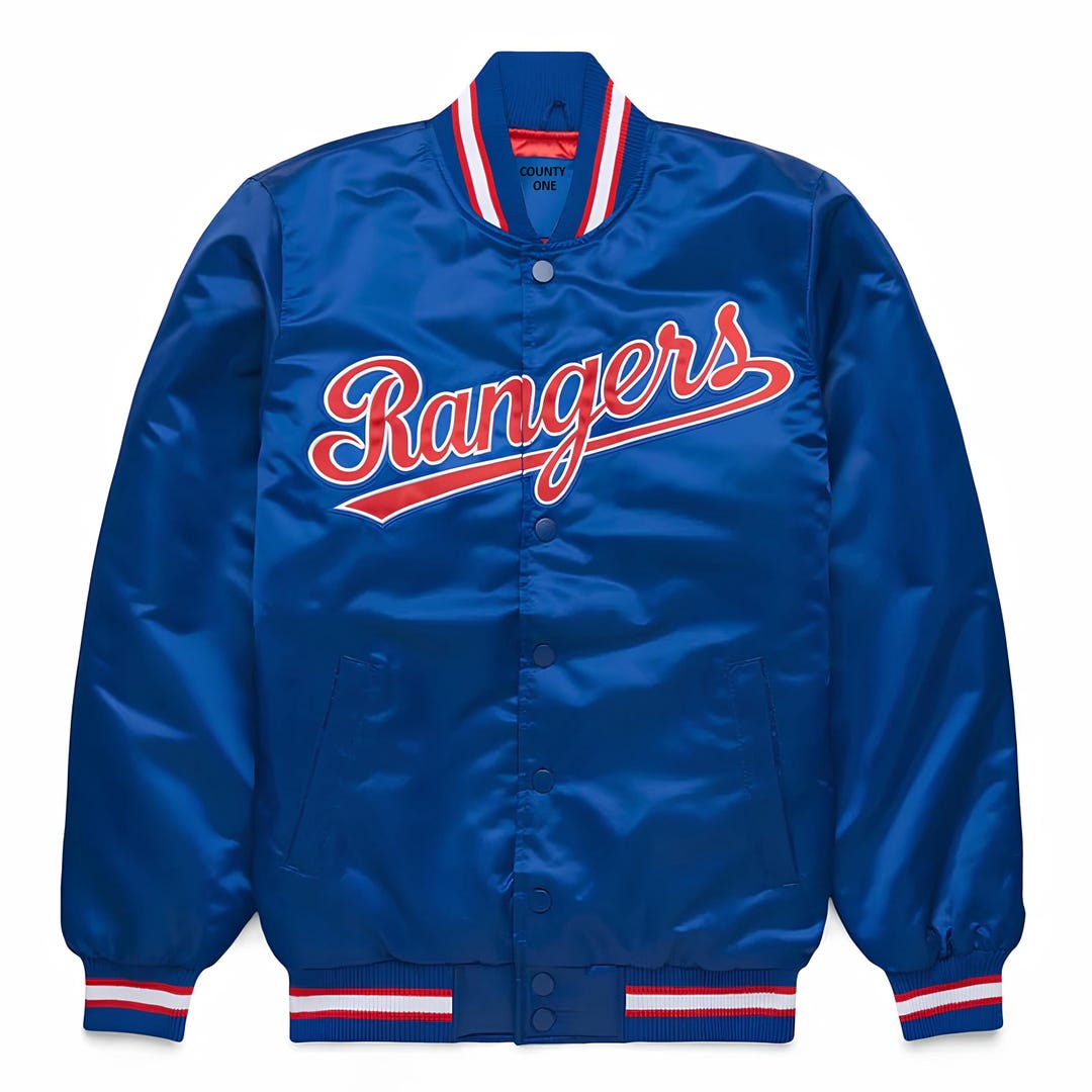 MLB Texas Rangers Varsity Jacket Royal Blue Satin Jacket Letterman ...