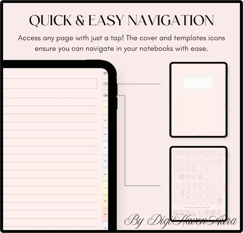 Digital Notebook With Tabs for Goodnotes, Digital Journal, Student ...
