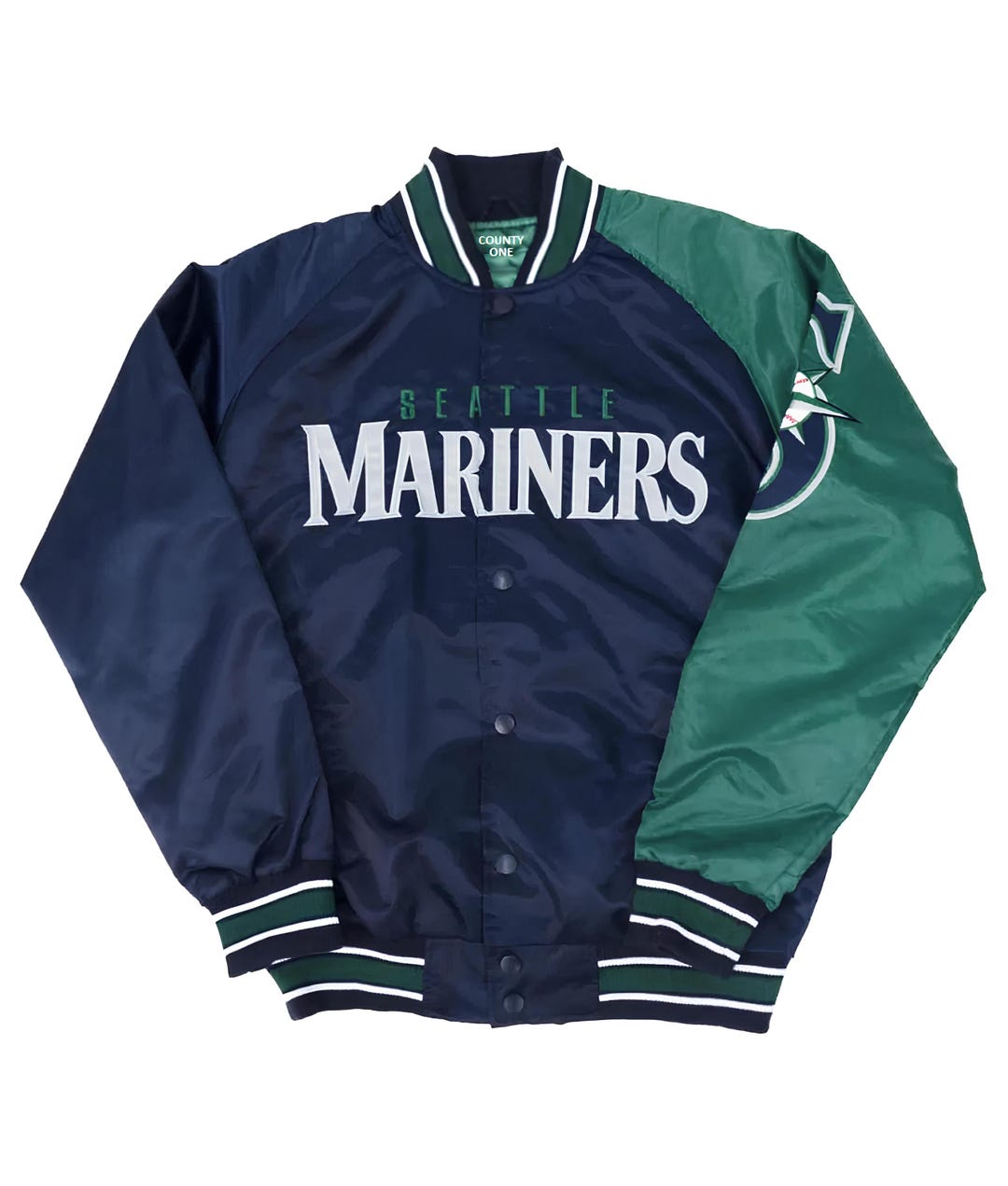 MLB Seattle Mariners Varsity Jacket Navy Blue Satin Jacket Team Varsity Jackets Letterman Jacket ...