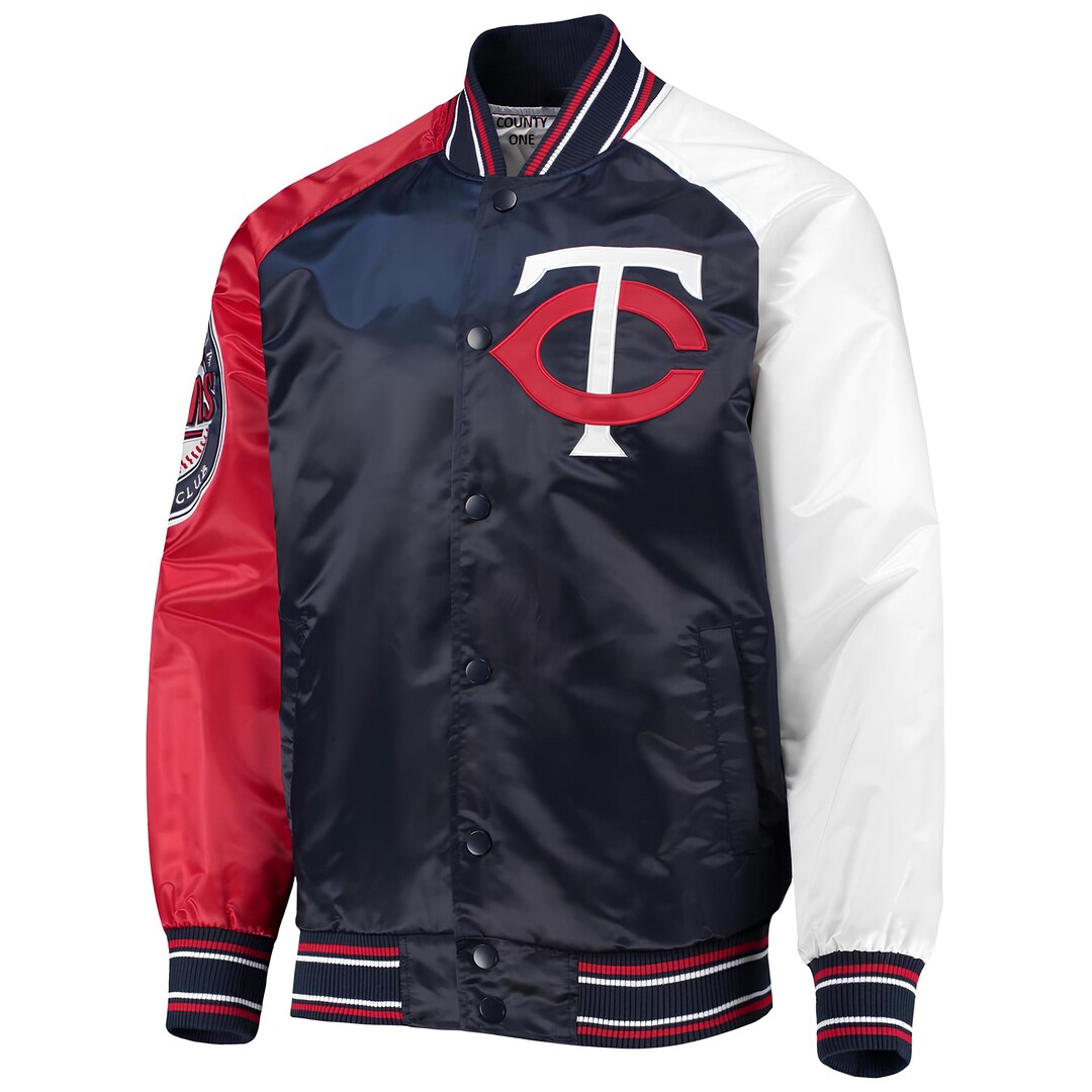 MLB Minnesota Twins Varsity Jacket Navy Blue Satin Jacket Letterman ...