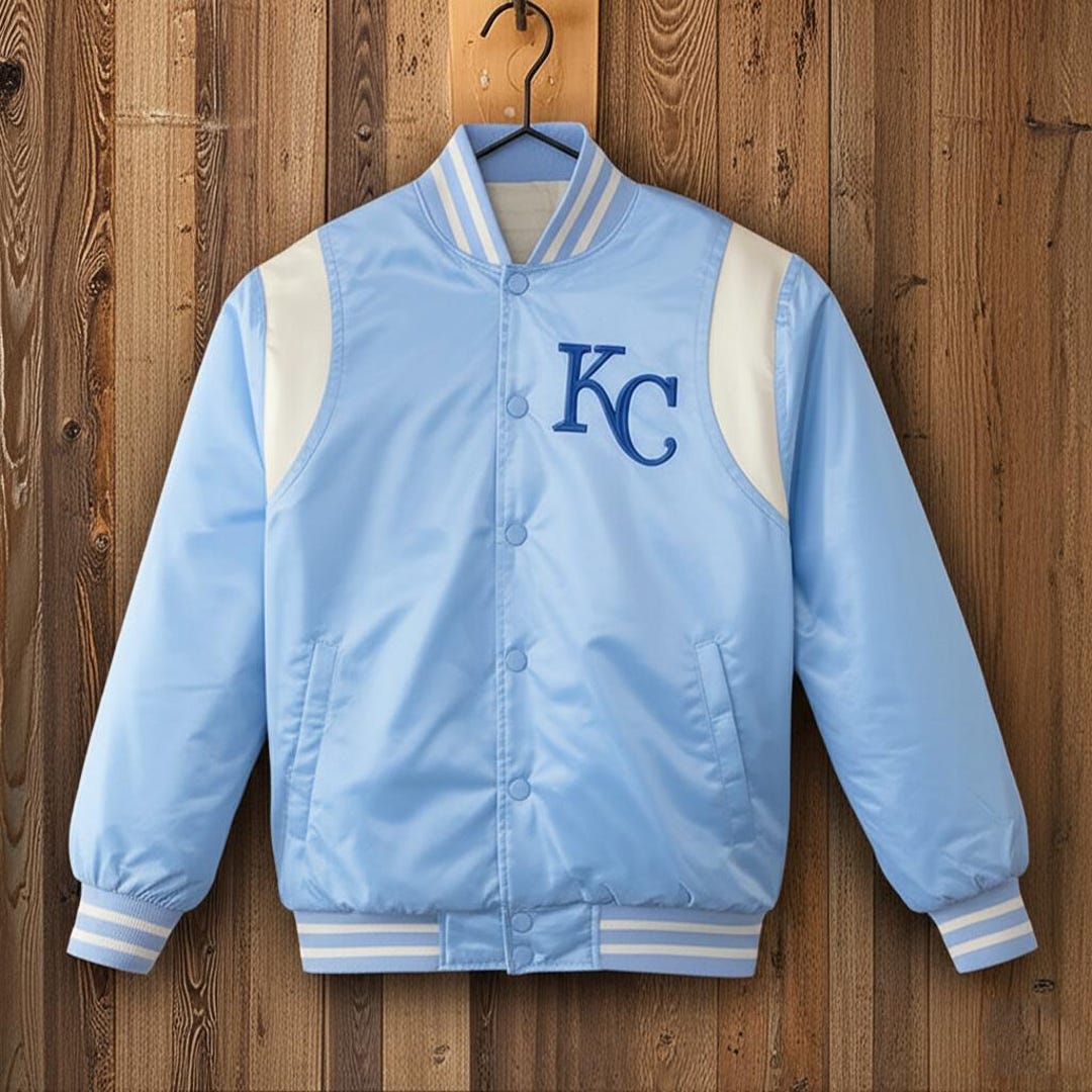 Kansas City Royals Varsity Jacket Sky Blue Satin Jacket Team Varsity ...