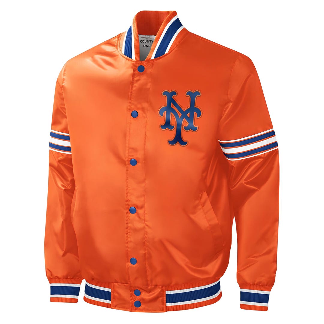 MLB New York Mets Varsity Jacket Orange Satin Jacket Baseball Jacket ...