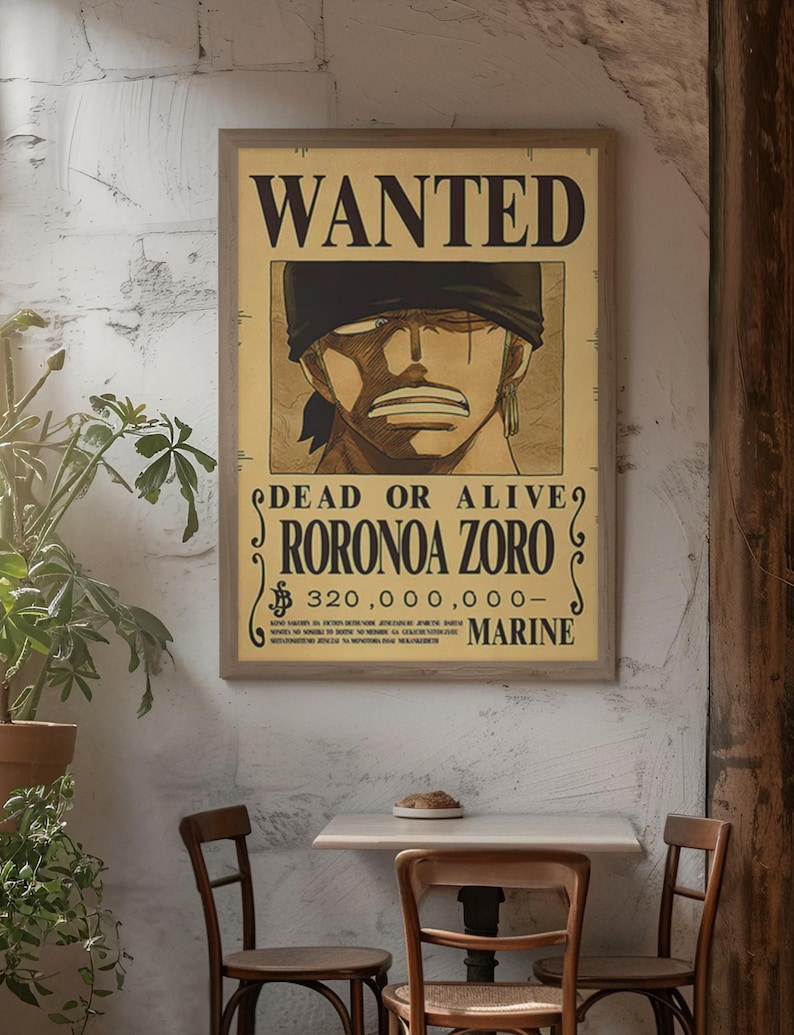 Roronoa Zoro Wanted Poster – One Piece Bounty Wall Art | Anime Vintage ...