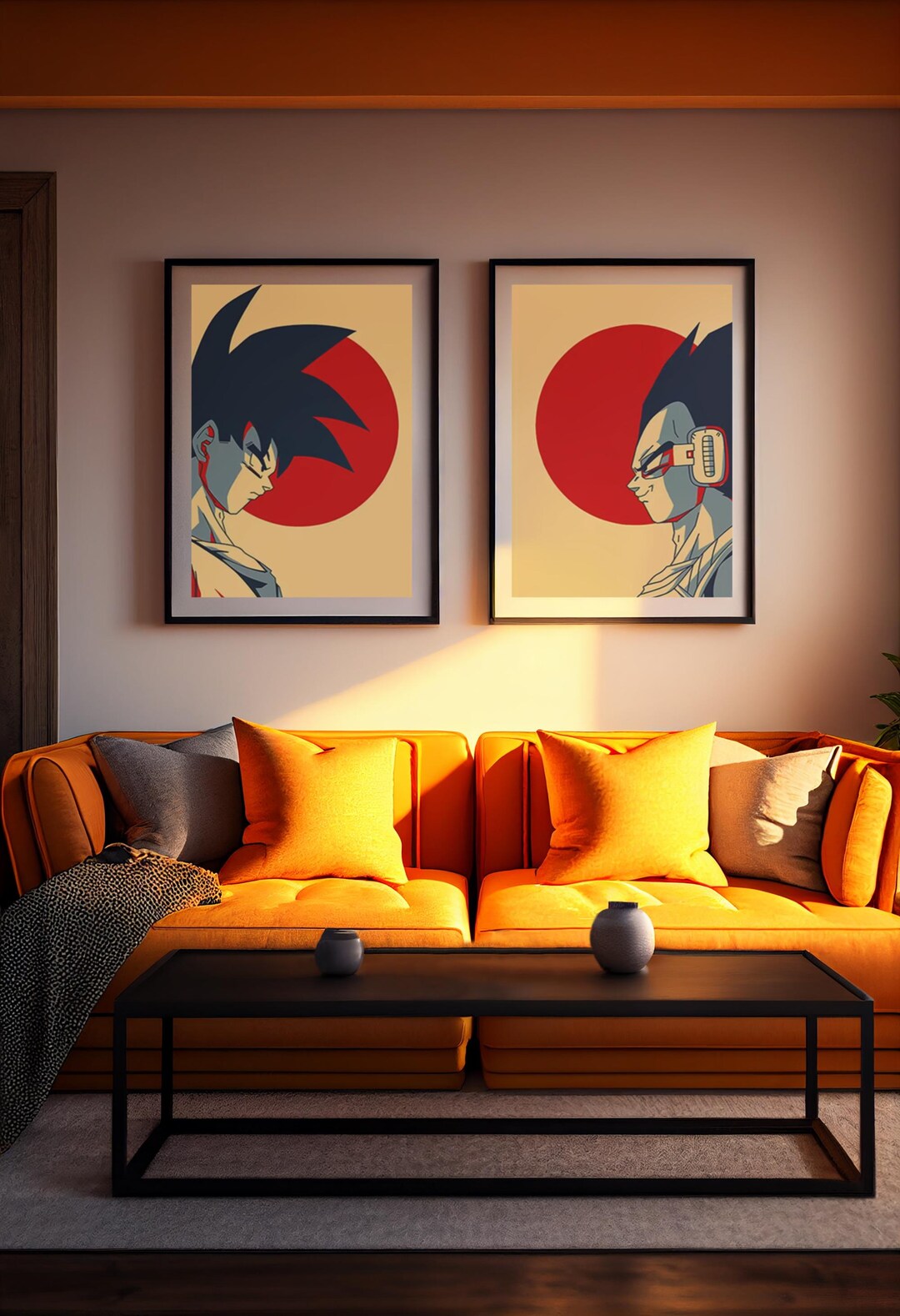 Goku & Vegeta Minimalist Poster Set – Japanese Style Dragon Ball Art ...