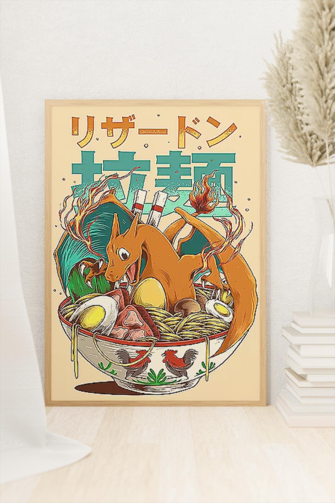 Charizard Ramen Art Print, Pokémon Japanese Food Poster, Unframed Anime ...