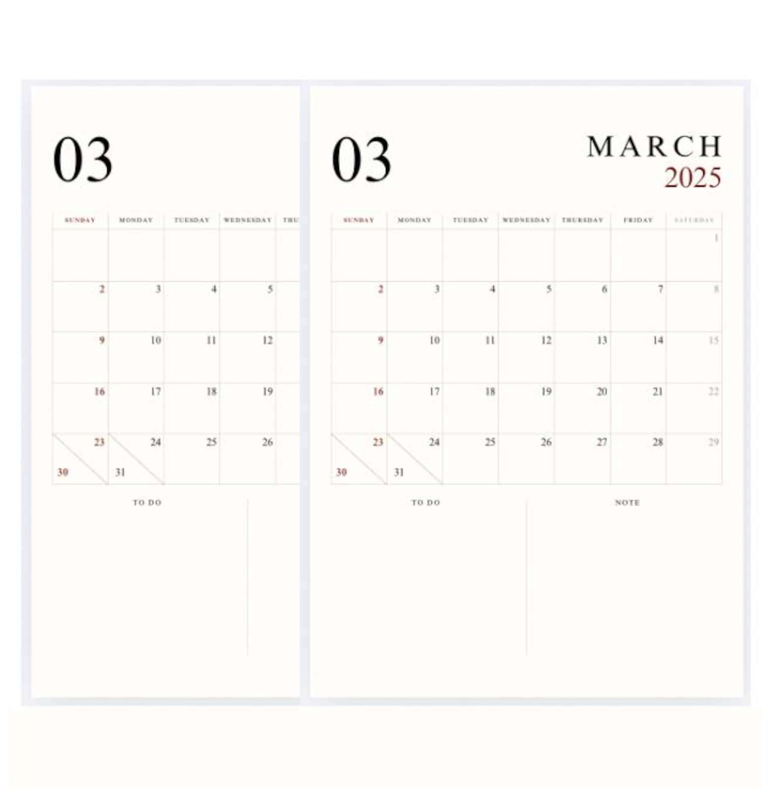 PDF Printable - Japanese MUJI Style Calendar -download 1 Sec Today ...