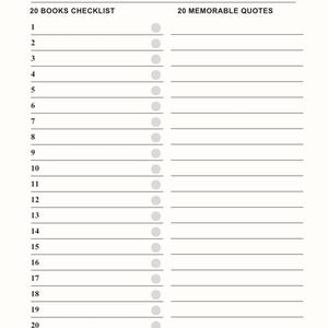 Minimalistic 20-day Book Reading Challenge Tracker Printable | Books to ...