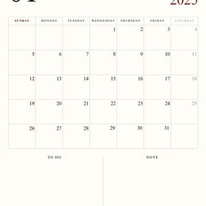 PDF Printable - Japanese MUJI Style Calendar -download 1 Sec Today ...