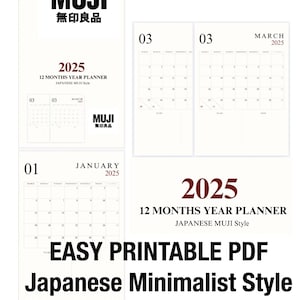 PDF Printable - Japanese MUJI Style Calendar -download 1 Sec Today ...