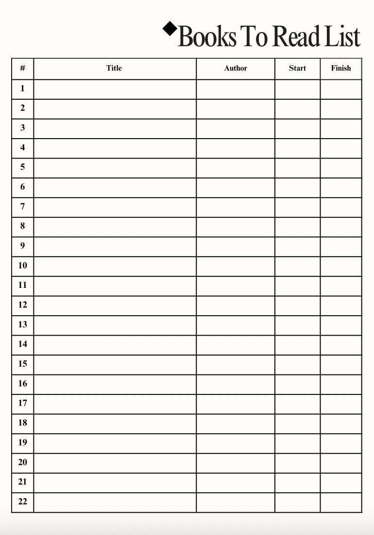 Minimalistic 20-day Book Reading Challenge Tracker Printable | Books to ...