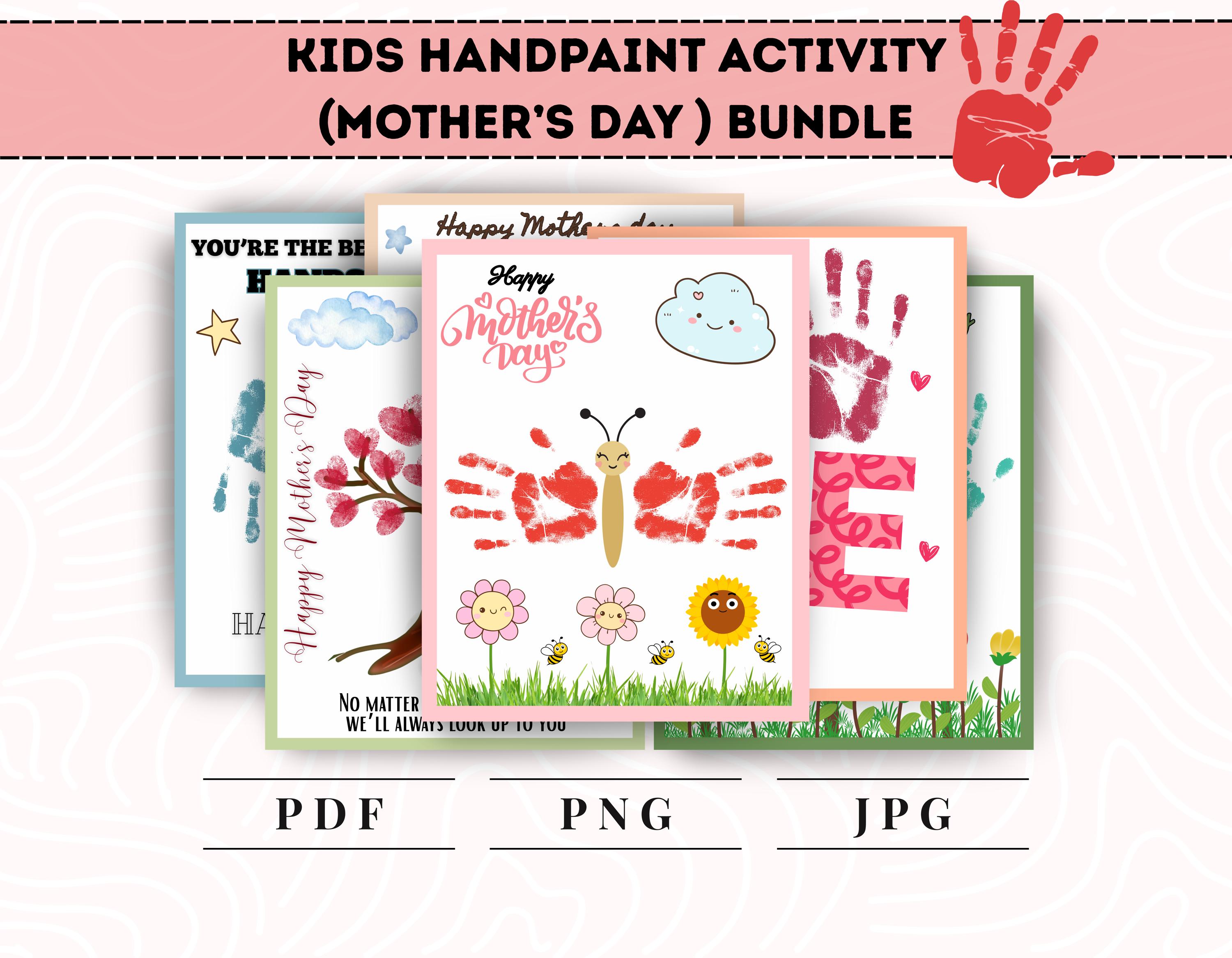 Mother's Day Handprint Kids Activity Sheet PDF PNG JPG Bundle ...