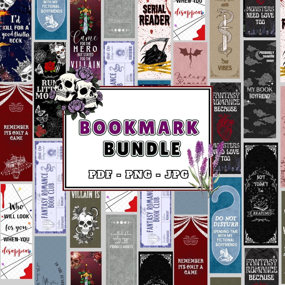 Bookmark Bundle PNG JPG PDF | 16 Bookmark Printable Design | Fantasy ...