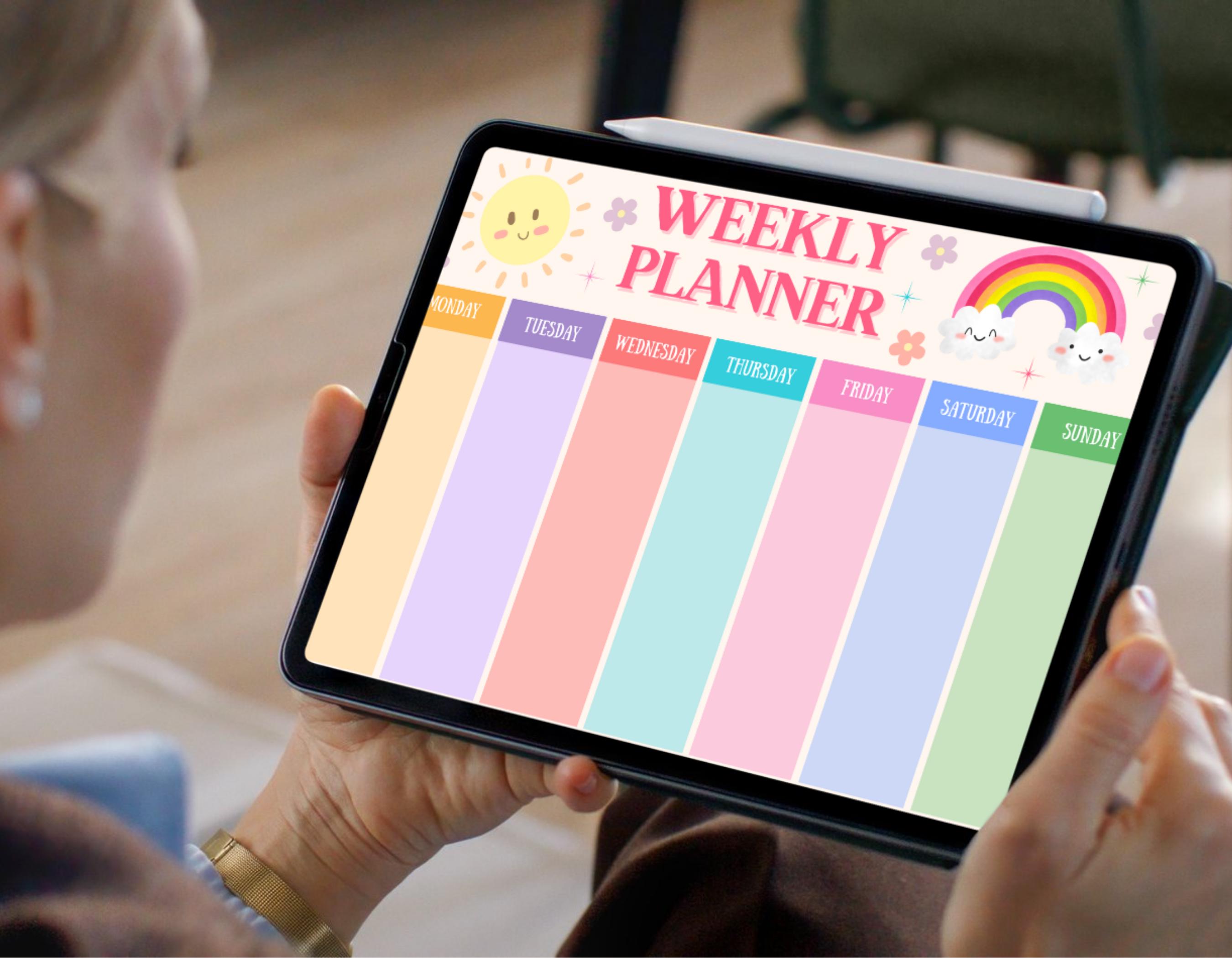 Kids Weekly Planner PDF | Printable & Editable Schedule Chart Template ...