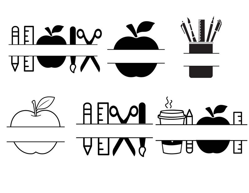 Teacher Split Monogram SVG PNG JPG Bundle | Back to School Designs for ...