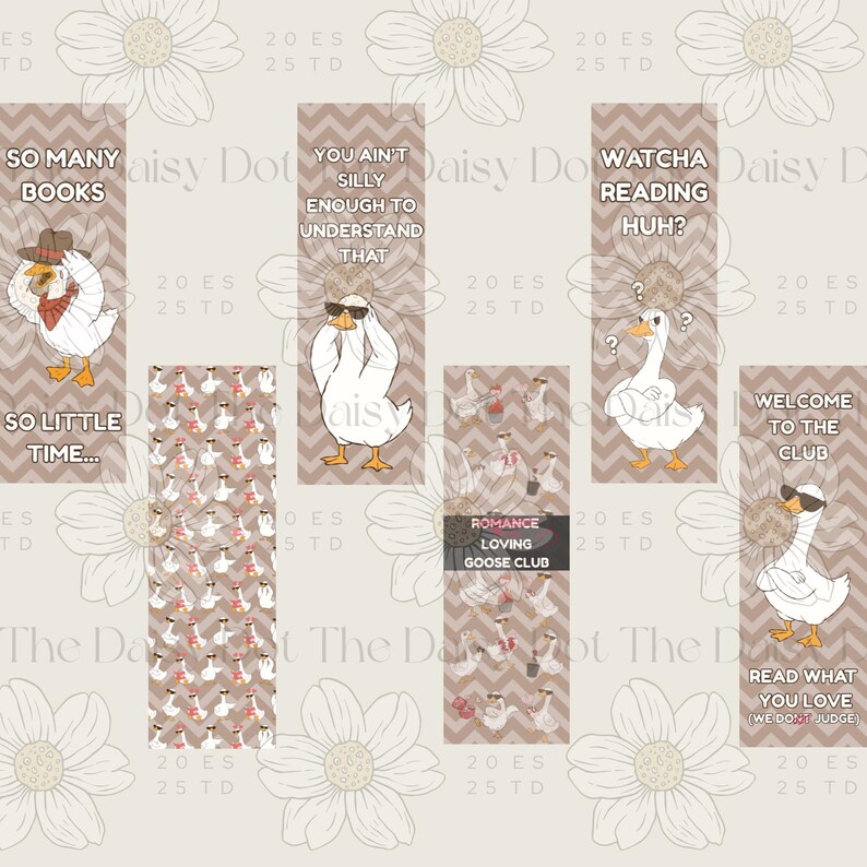 Silly Goose Bookmark Bundle PDF PNG JPG | 12 Printable Funny Cute ...