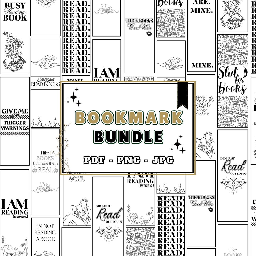 Bookmark Bundle PDF PNG JPG | 12 Monochrome Printable Bookmark Designs ...