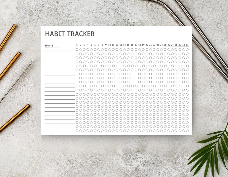 Monthly Habit Tracker PDF | Printable & Editable Goal Template | 30 Day ...