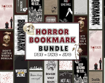 Horror Bookmark Bundle PDF PNG JPG | 12 Scary Bookmarks for Horror ...