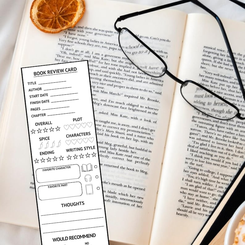 Book Review Bookmark Bundle PDF PNG JPG | 30 Unique Printable Designs ...