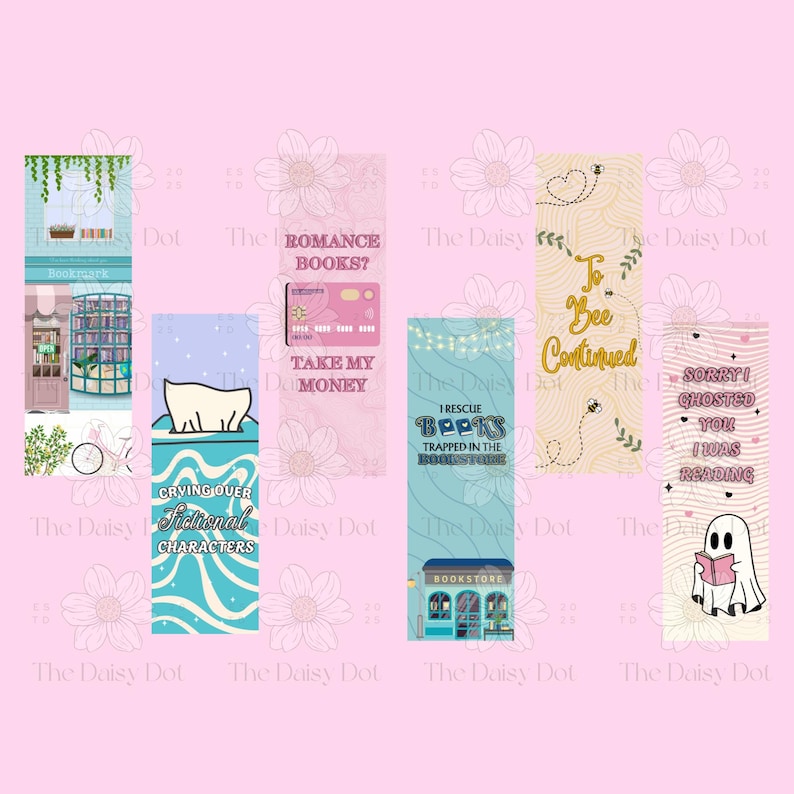 Cute Bookmark Bundle PDF PNG JPG | 12 Printable Adorable Unique ...