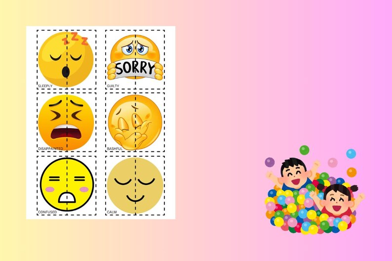 24 Emotion Matching Game for Kids, Fun Printable Memory Game, Match ...