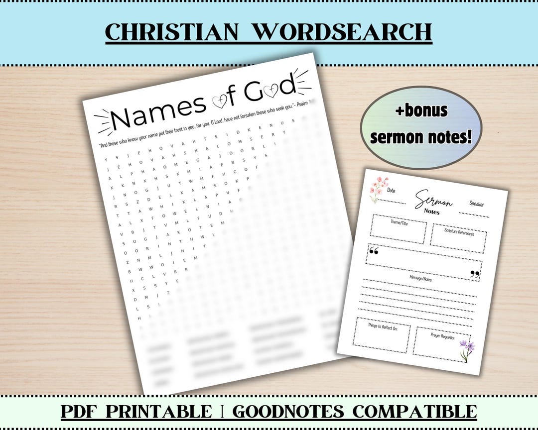 Names of Jesus Wordsearch Puzzle Christian Bible Study Journal Page ...