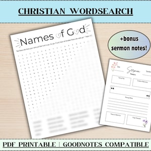 Names of Jesus Wordsearch Puzzle Christian Bible Study Journal Page ...