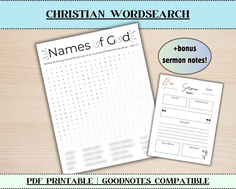 Names of Jesus Wordsearch Puzzle Christian Bible Study Journal Page ...