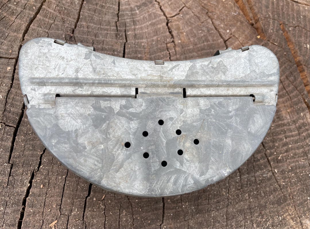 Vintage Galvanized Metal Wearable Bait Box | Worm Tackle Holder With ...