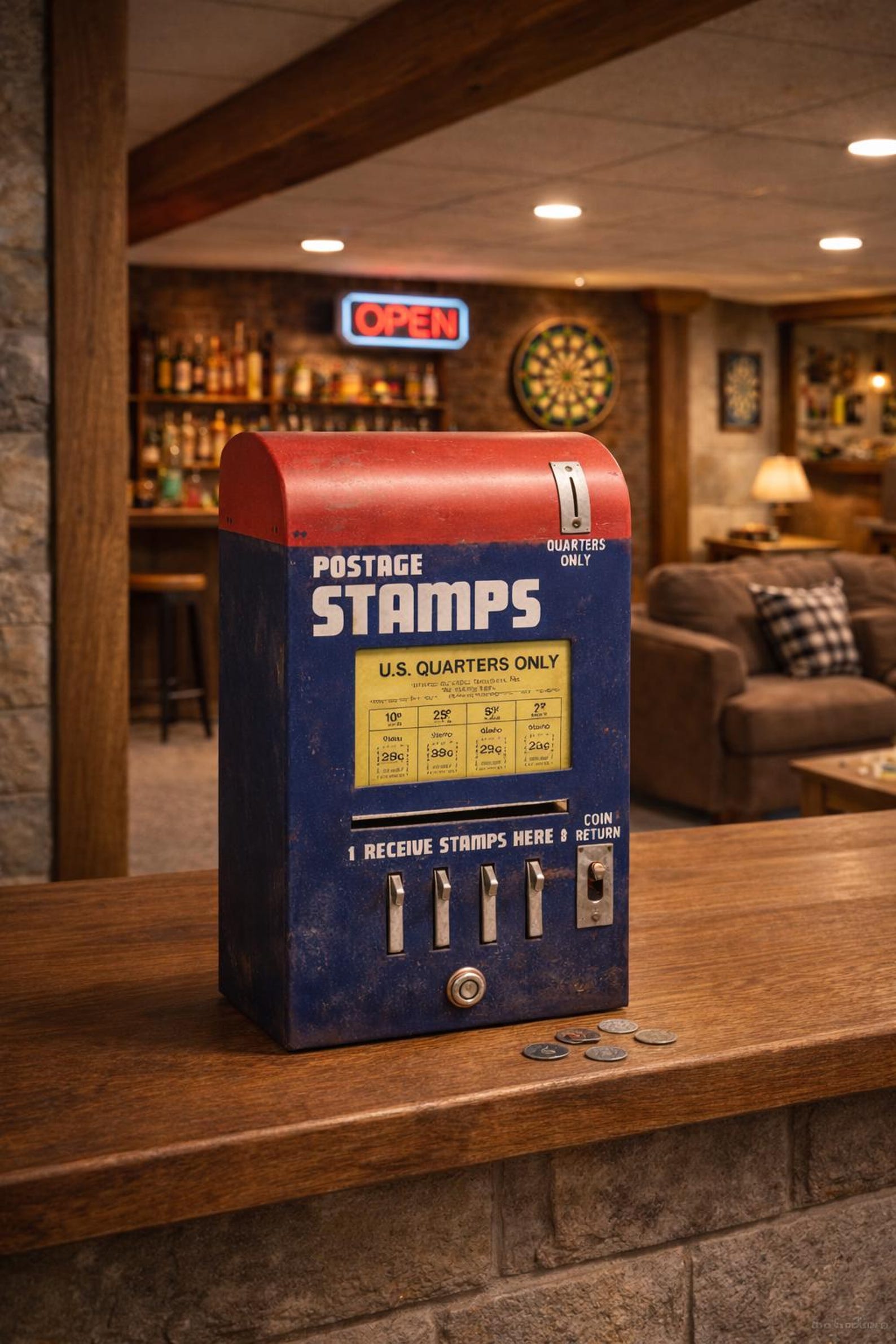 Vintage USPS Stamp Vending Machine - Locked With Key Industrial Decor ...